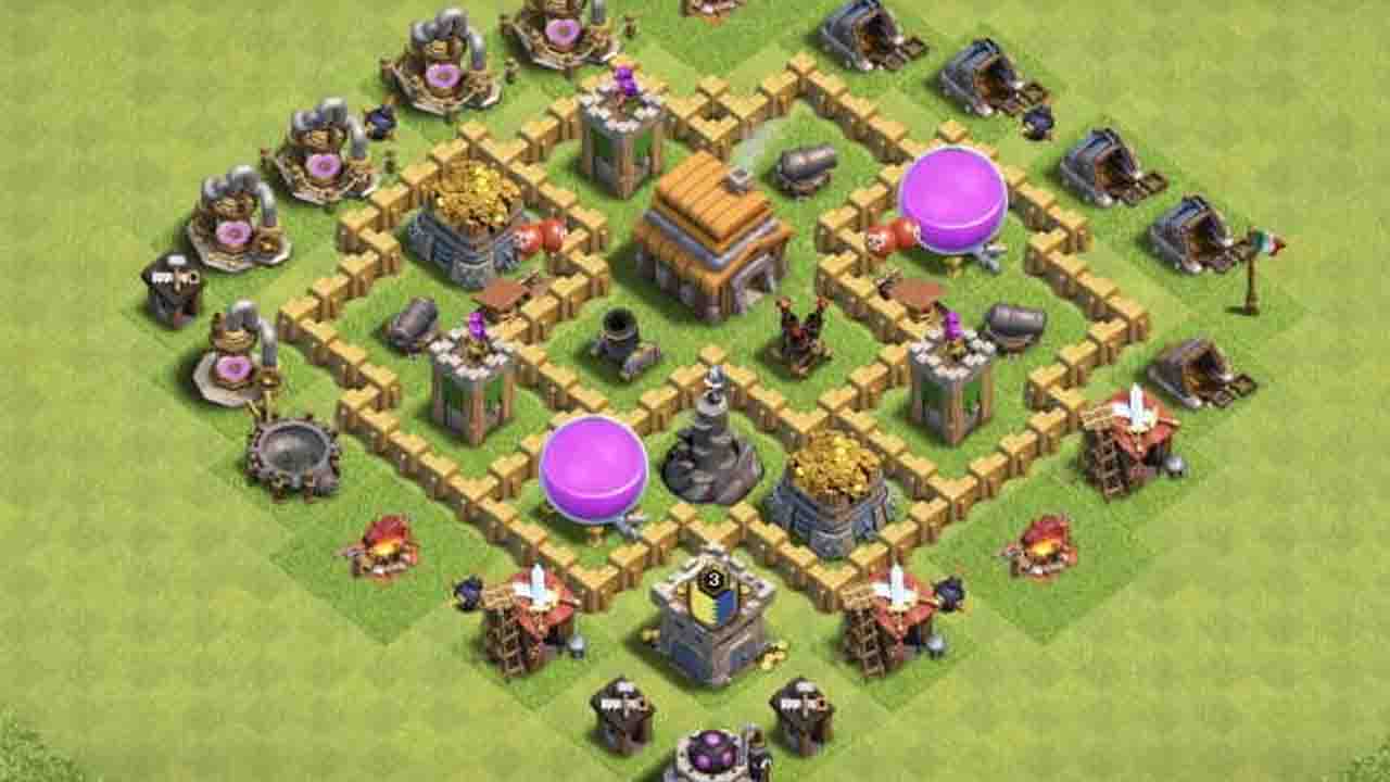 Layout Base TH5 Terkuat Di COC, Tahan Banting, Susah Ditembus