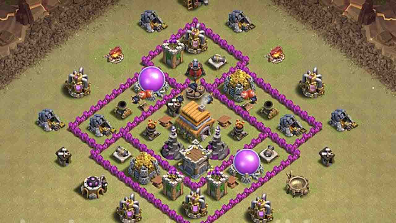Layout Base TH6 Terkuat Di COC, Tahan Banting, Susah Ditembus